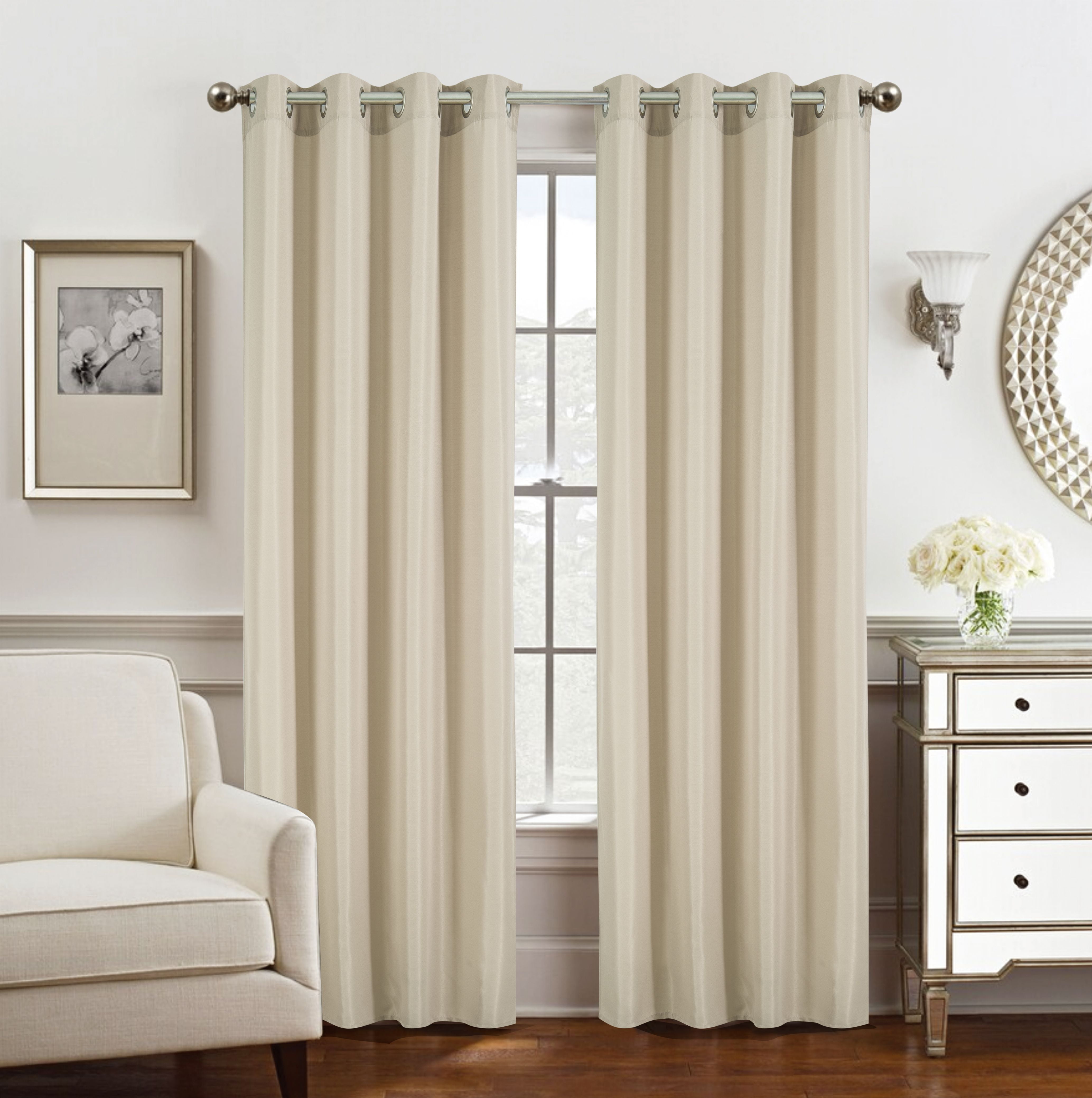 Olivia Gray Gilbert Solid Single Grommet Curtain Panel Pair - 54x84 ...