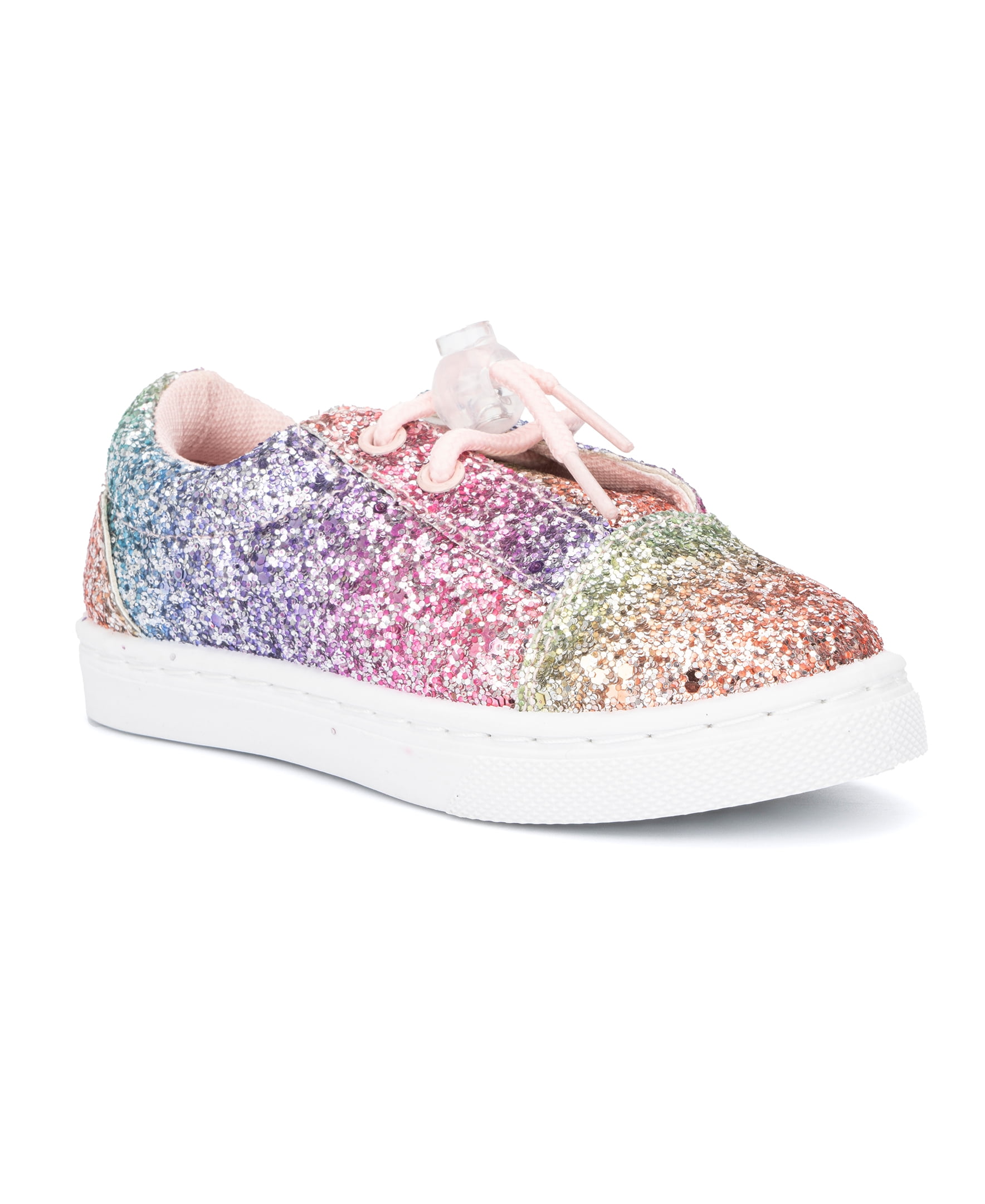 Olivia Miller Girl's Toddler Rainbow Glitter Sneaker - Walmart.com