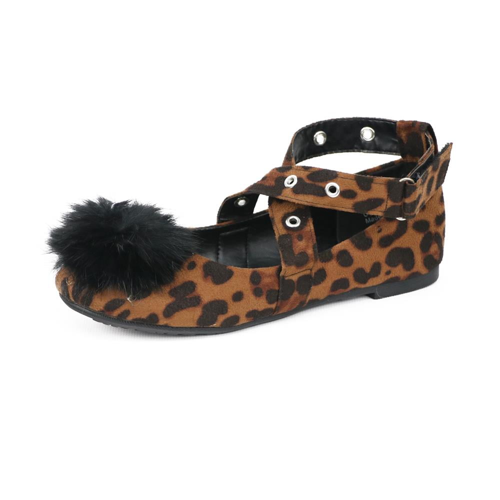 Olivia Miller Girls 11-5 Ballet Flats with Pom-Pom - Walmart.com