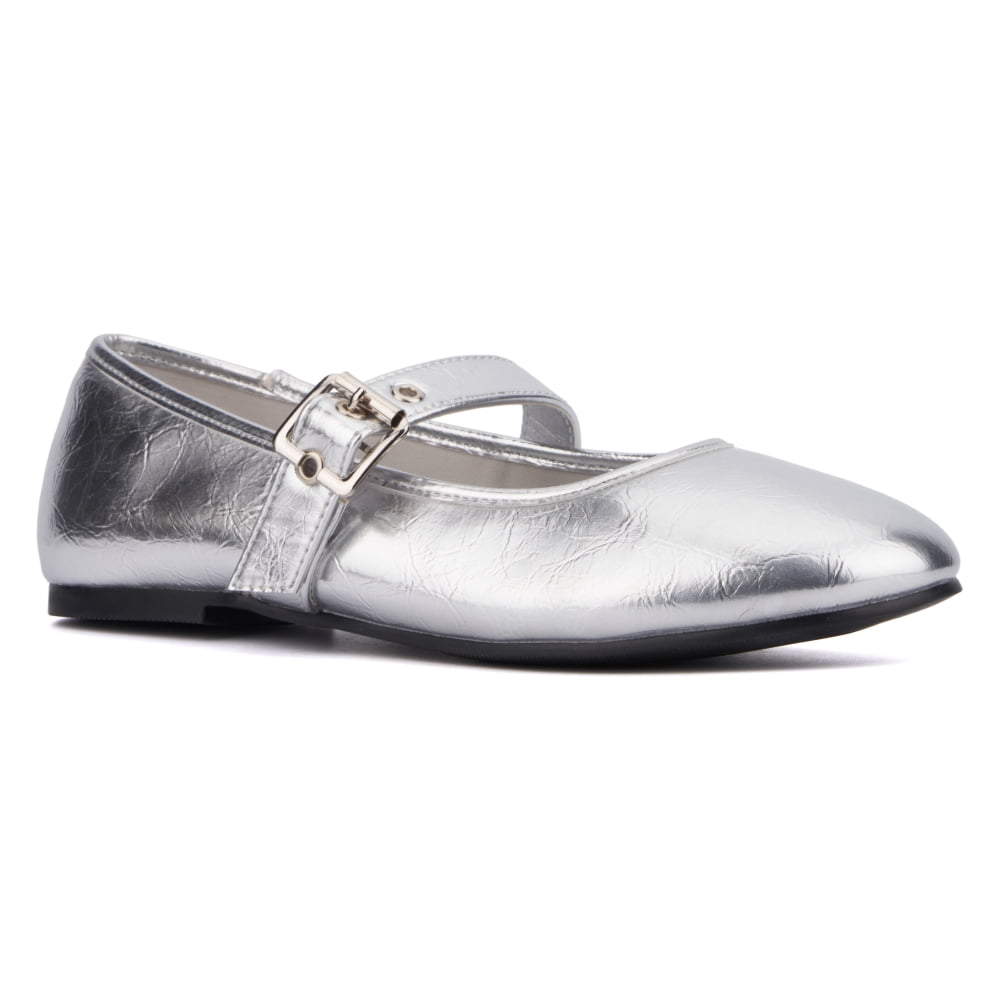 Olivia Miller Women's Eastern Star Metallic Mary Jane Flats - Walmart.com