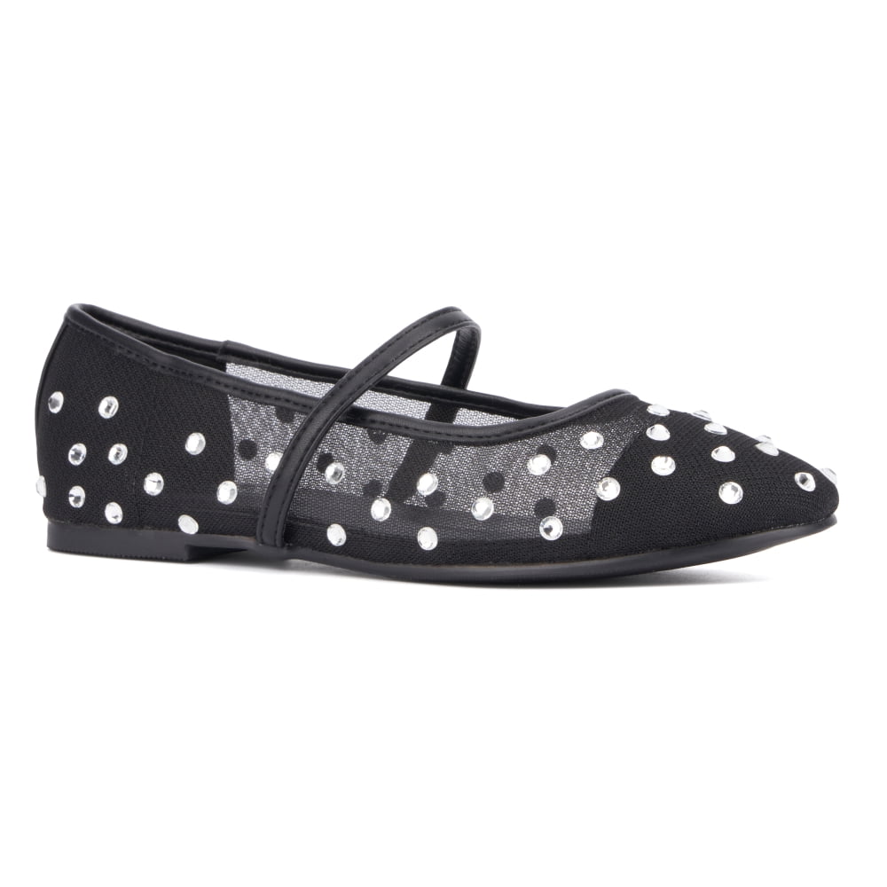Olivia Miller Womens Eternity Rhinestone Mesh Flats