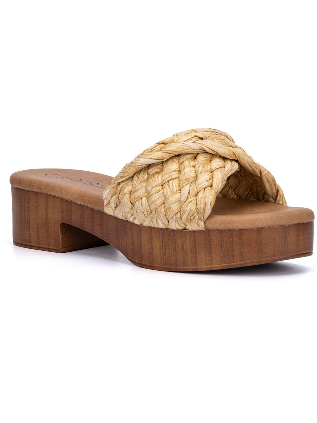 Olivia Miller Womens Bali Slip-On Block Heel Platform Sandals - Walmart.com