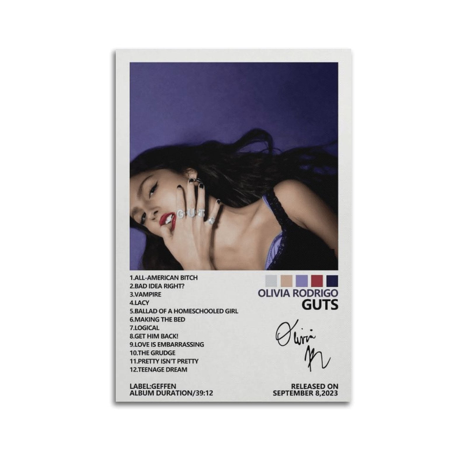 Olivia Poster Rodrigo Guts Album Cover Anime Star Music Picture Wall ...