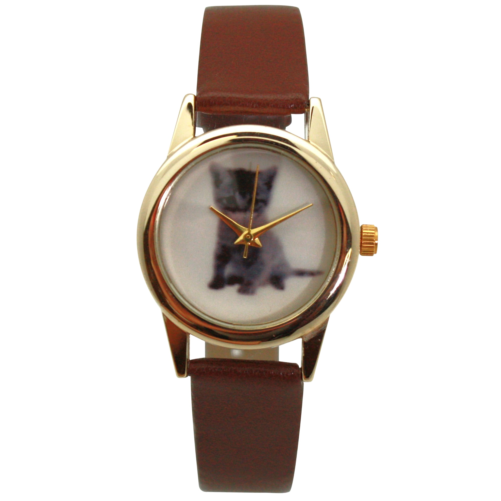 Olivia Pratt Cat and Dog Face Faux Leather Band Women Watch - Walmart.com