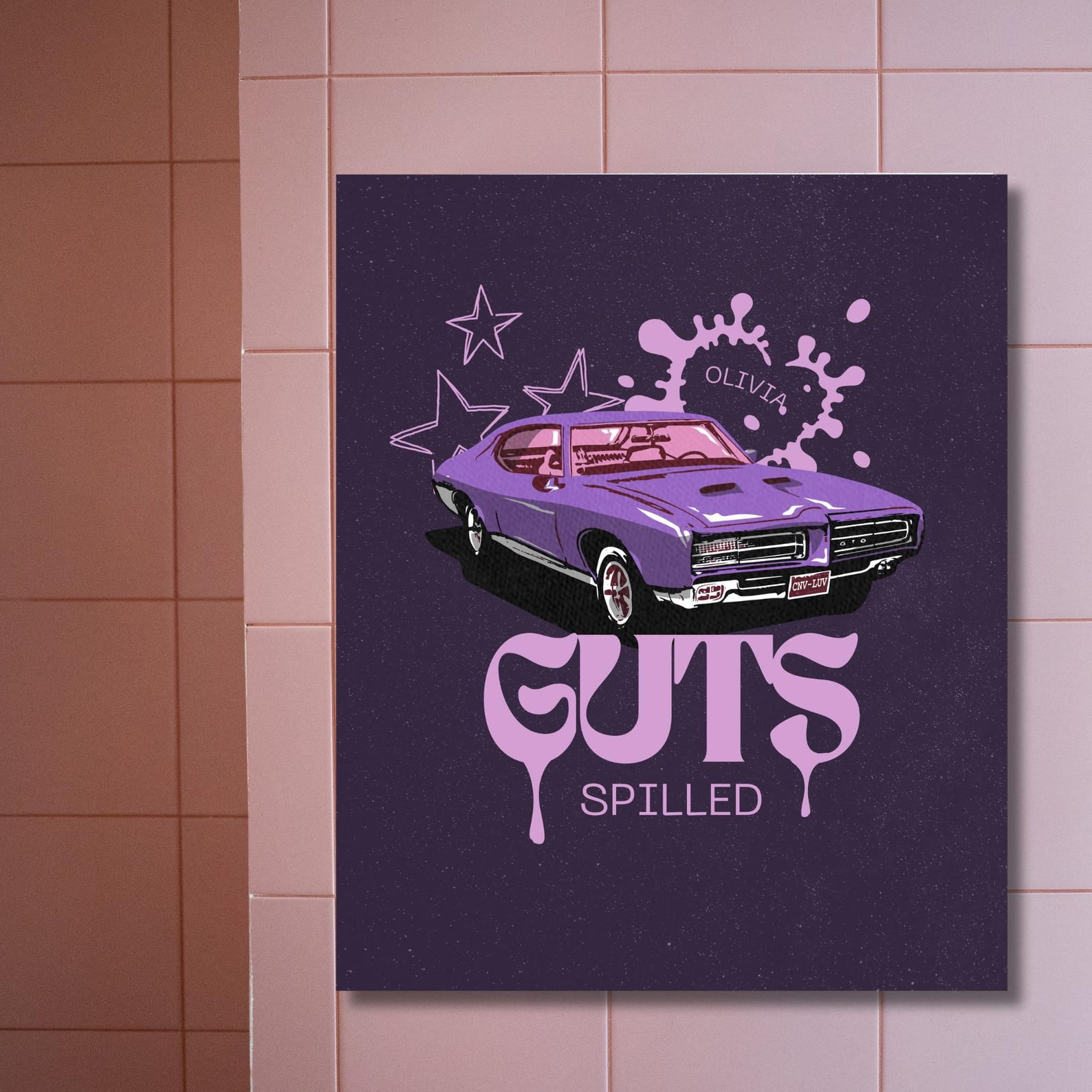 Olivia Rodrigo Guts Album Poster: Y2K Purple Car Matte Print Decor Room ...