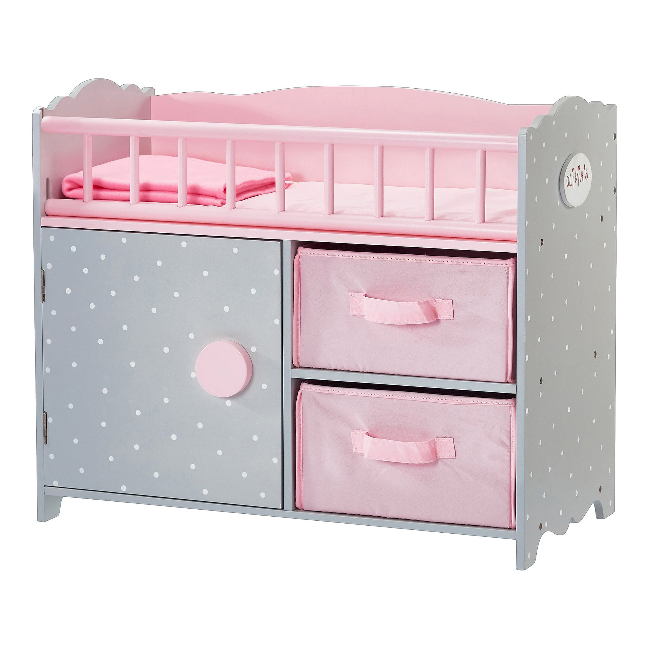 Olivia's Little World Wooden Baby Doll Crib + Under-the-Crib Storage ...