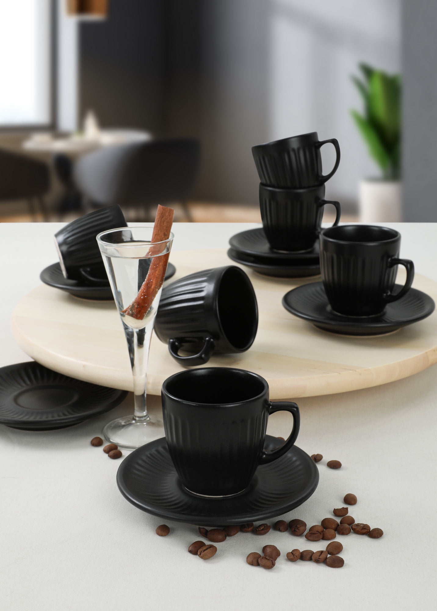 Olivian - 0305 - Matte Black - Coffee Cup Set - Walmart.com