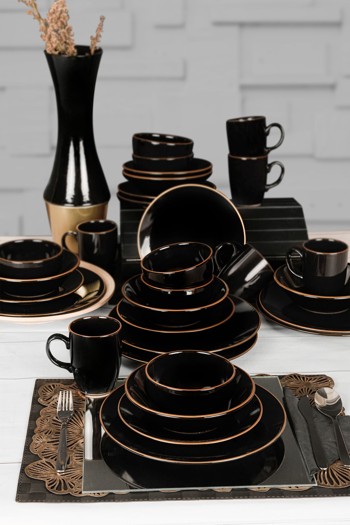 Olivian - 0379 - Black - Ceramic Dinner Set - Walmart.com