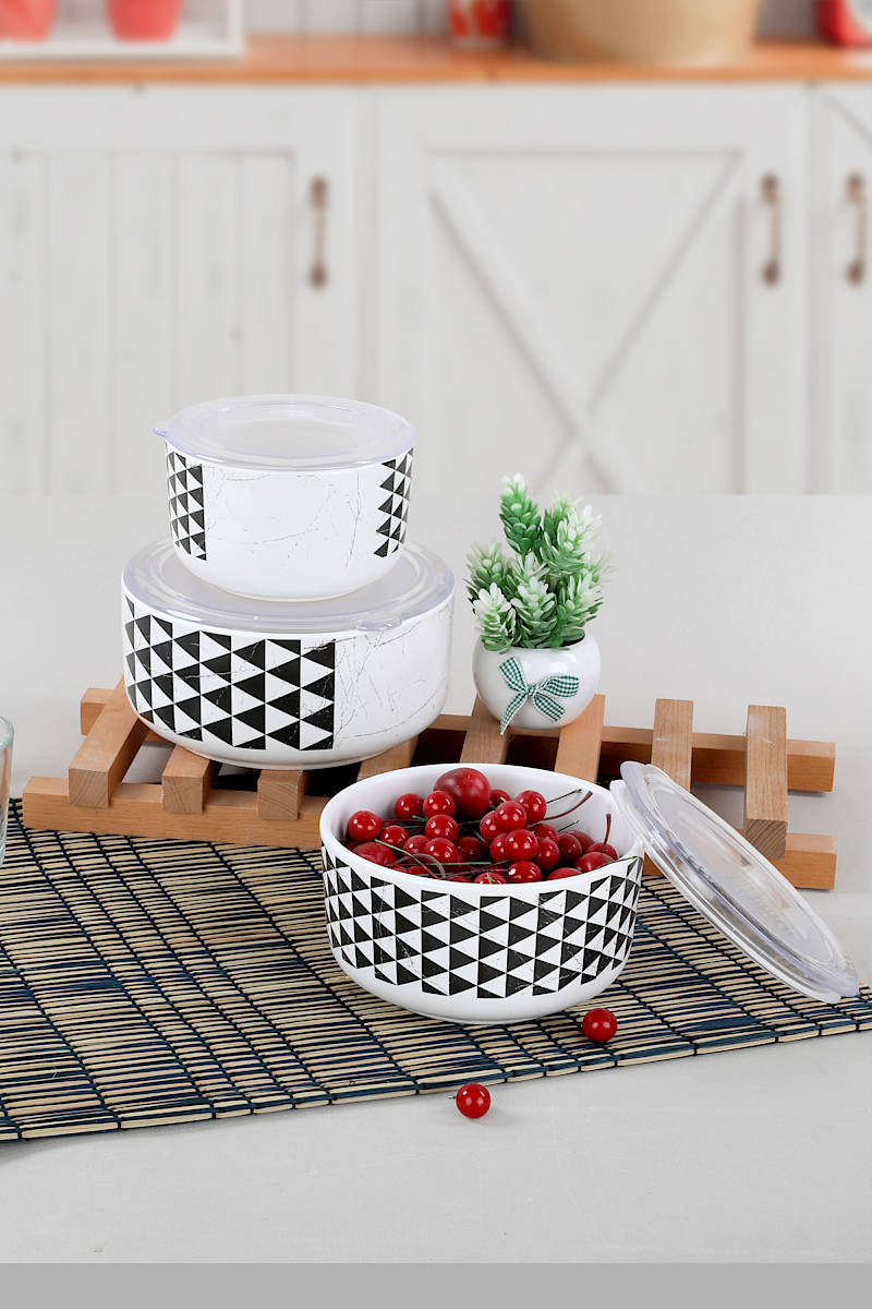 Olivian - Trigon - White Black - Ceramic Storage Box Set - Walmart.com
