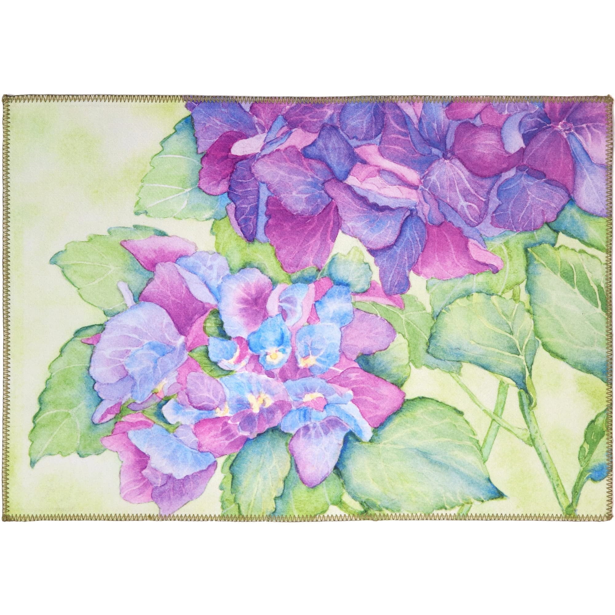Olivias Home 22 x 32 in. Blue Hydrangea Bush Machine Washable Indoor ...