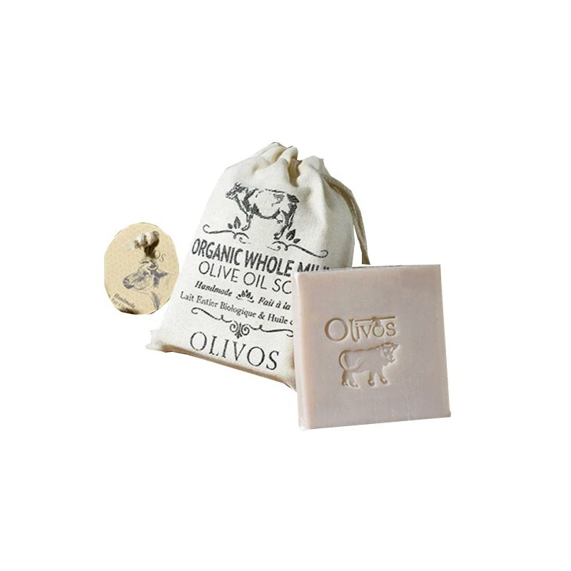 Olivos Organic Whole Milk Soap in Canvas Bag, 5.3 oz (150g), Handmade ...