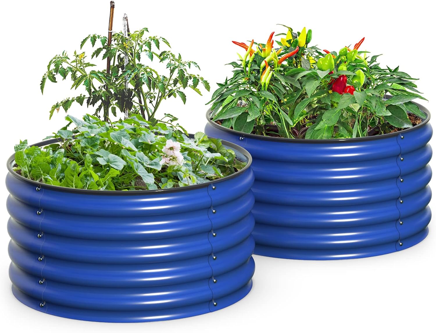 Olle Metal Raised Garden Bed, 17" Tall Twin Round Raised Garden Bed ...