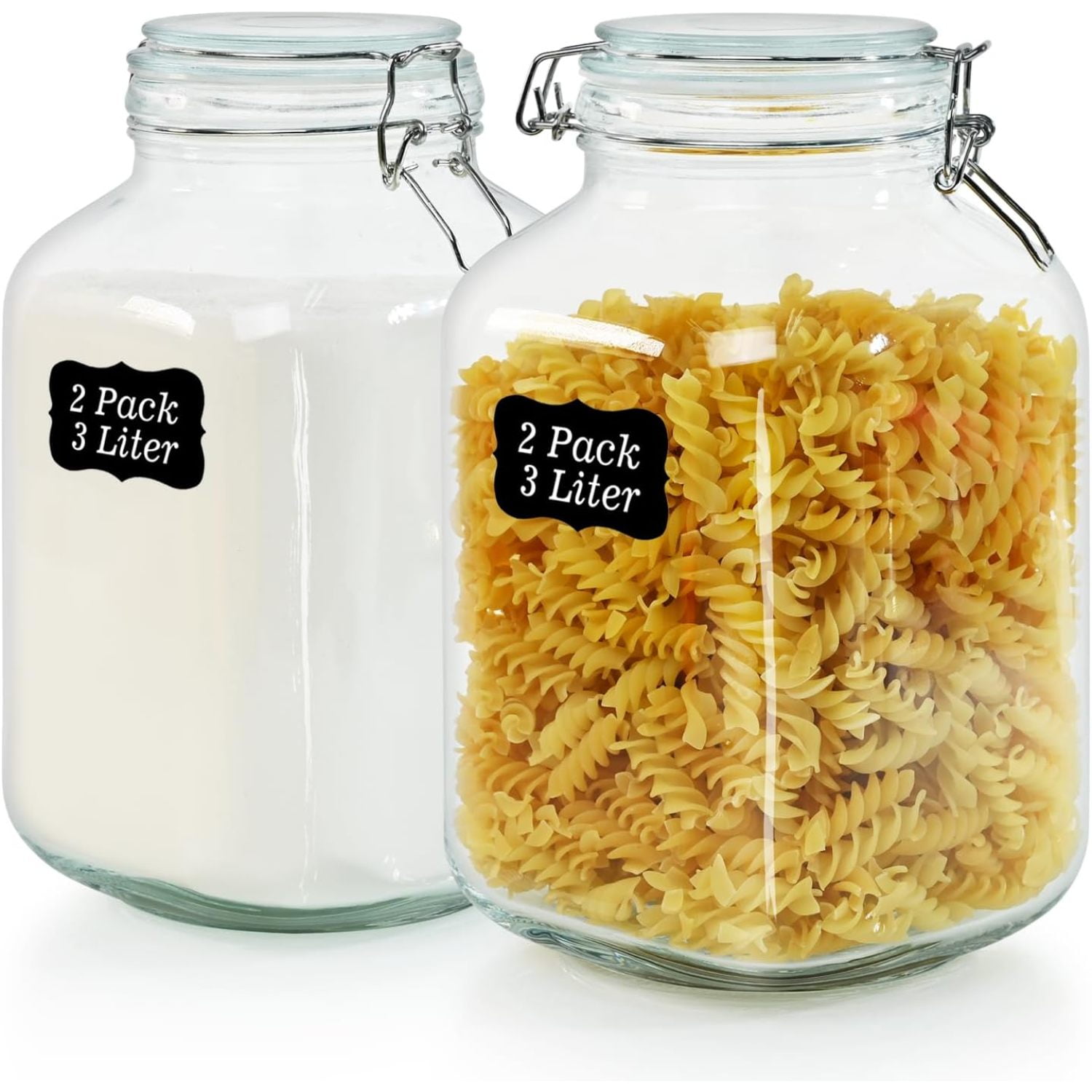 Ollieroo 106oz Square Glass Jars with Airtight Lid, Large Mason Jars ...