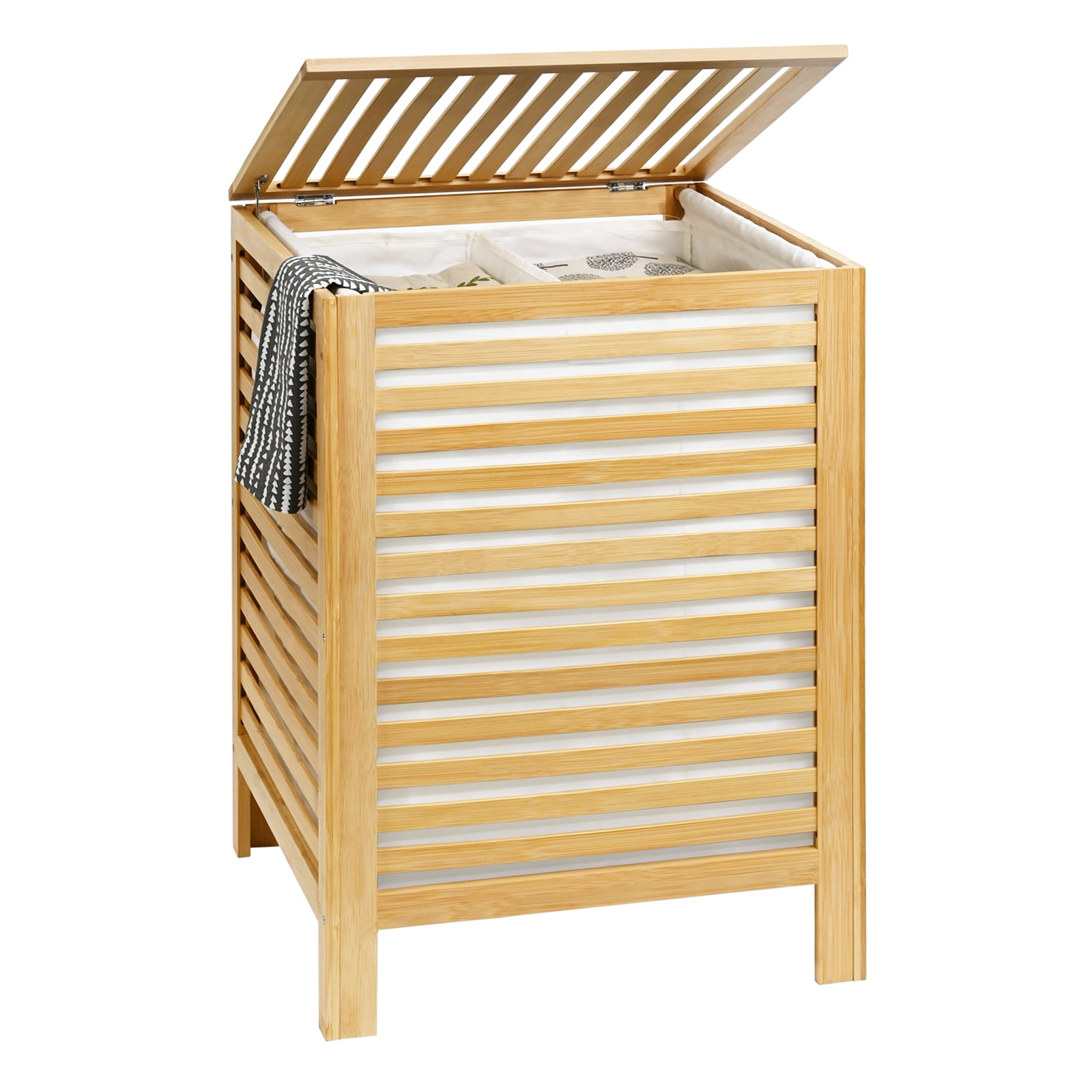 Ollieroo Bamboo Double Laundry Hamper, 2 Bins - Walmart.com