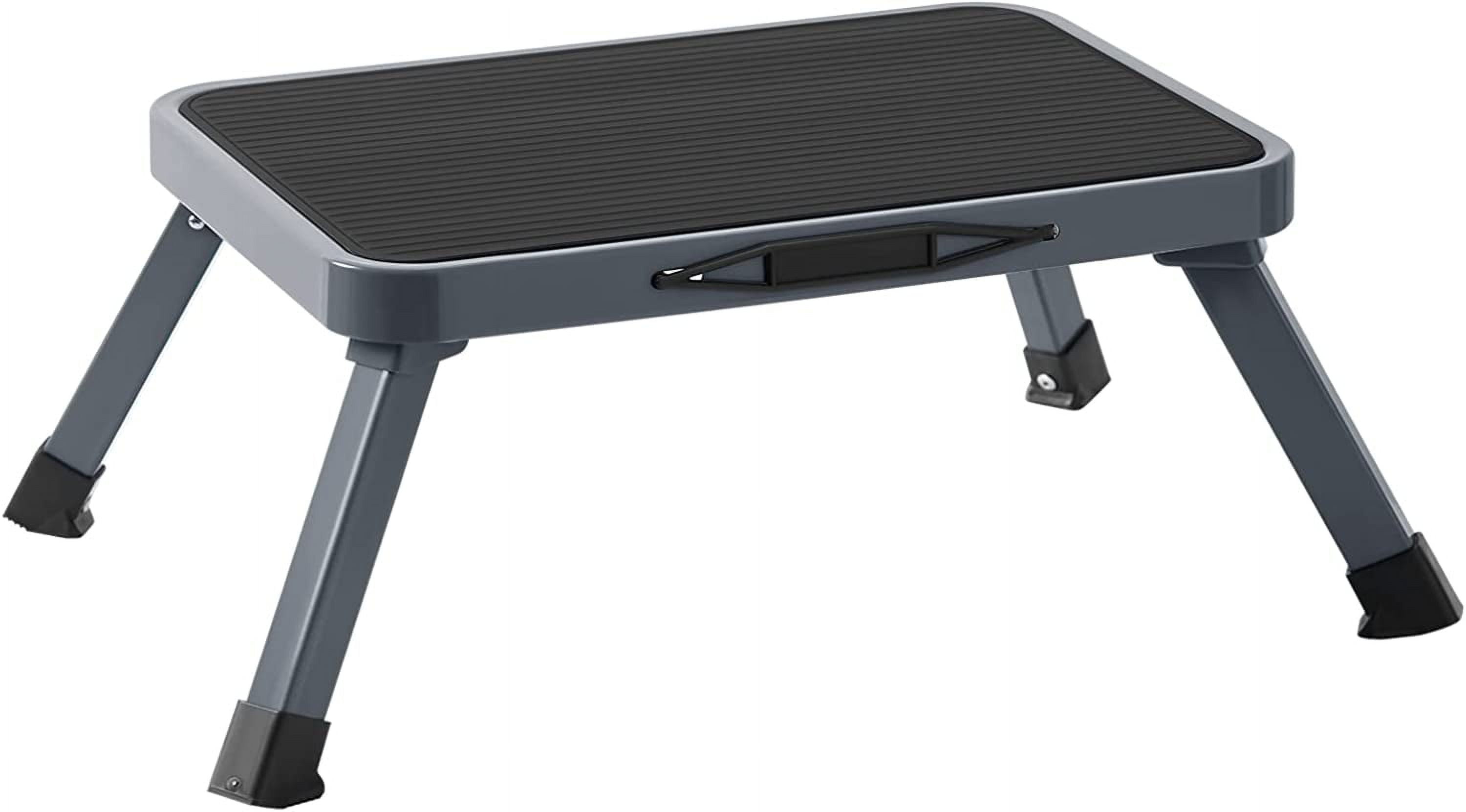 Ollieroo Metal Folding Step Stool, Wide One Step Stool with Non Slip ...