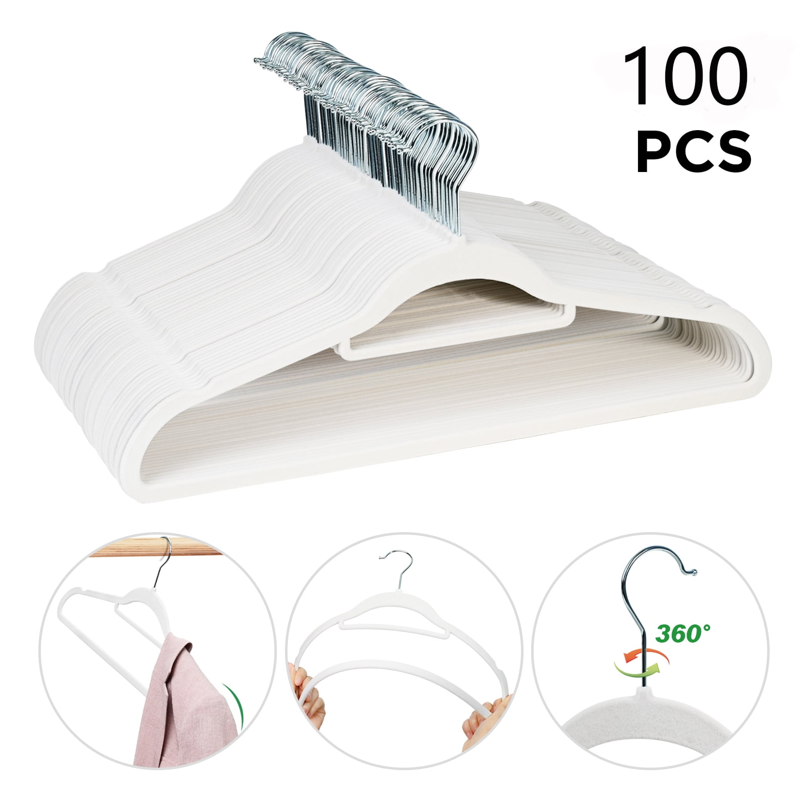 Ollieroo Premium Velvet Hangers,100 Pack Clothing Hangers,Non-Slip and ...