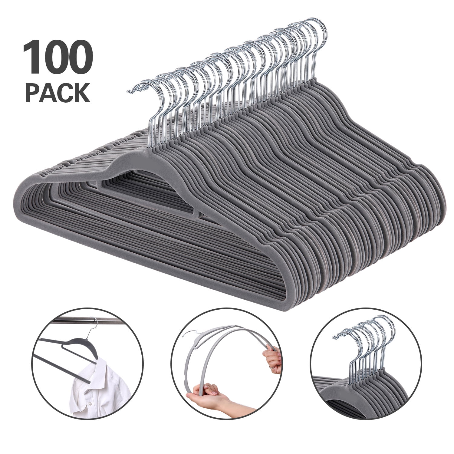 Ollieroo Premium Velvet Hangers,100 Pack Clothing Hangers,Non-Slip and ...