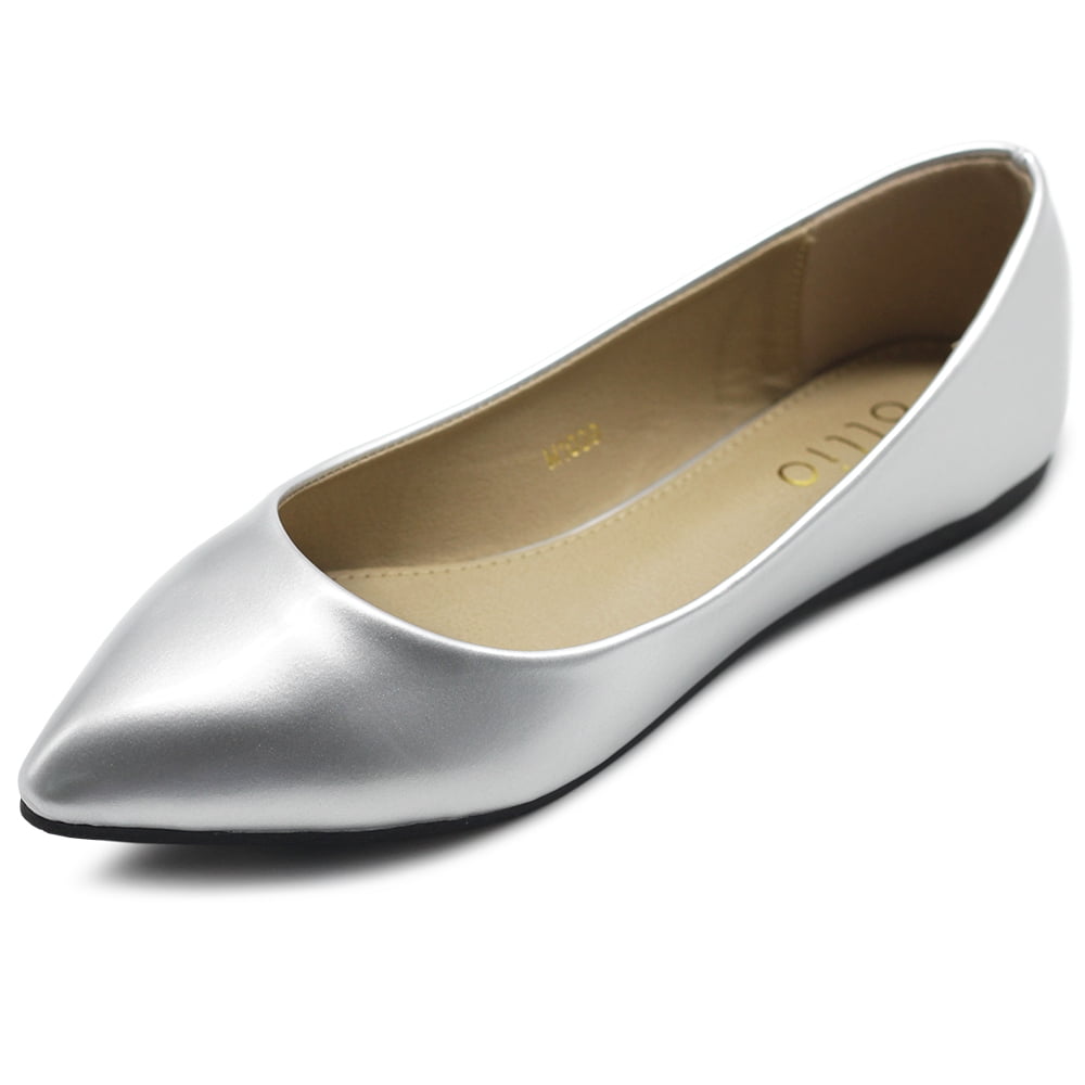 Ollio Women's Shoes Ballet Basic Pointed Toe Comfort Enamel Flats M1039 ...