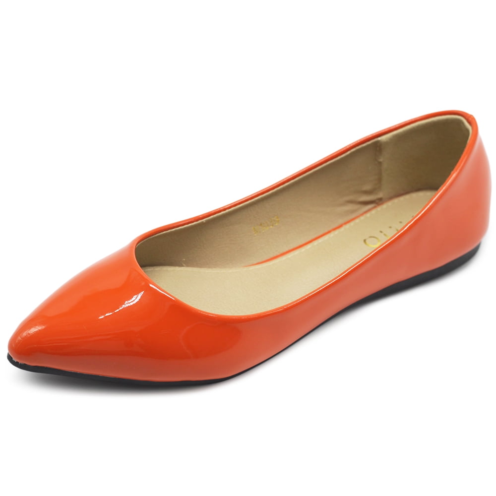 Ollio Women's Shoes Ballet Basic Pointed Toe Comfort Enamel Flats M1039 ...