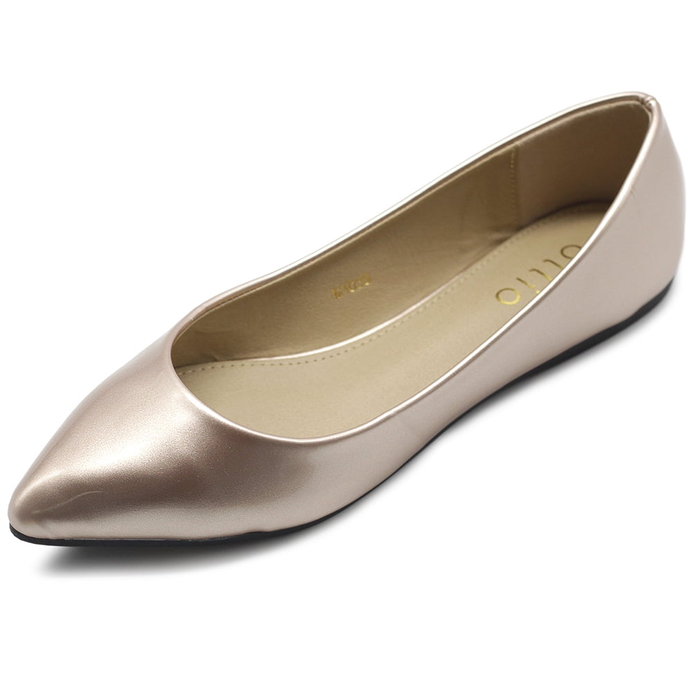 Ollio Women's Shoes Ballet Basic Pointed Toe Comfort Enamel Flats M1039 ...