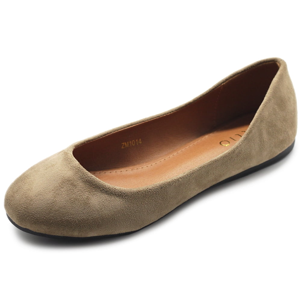Ollio Women's Shoes Ballet Light Faux Suede Low Heels Flats ZM1014 ...
