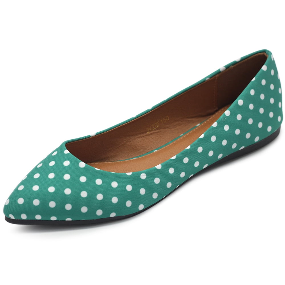 Ollio Women's Shoes Dot Pattern Ballet Comfort Pointed Toe Flats ...