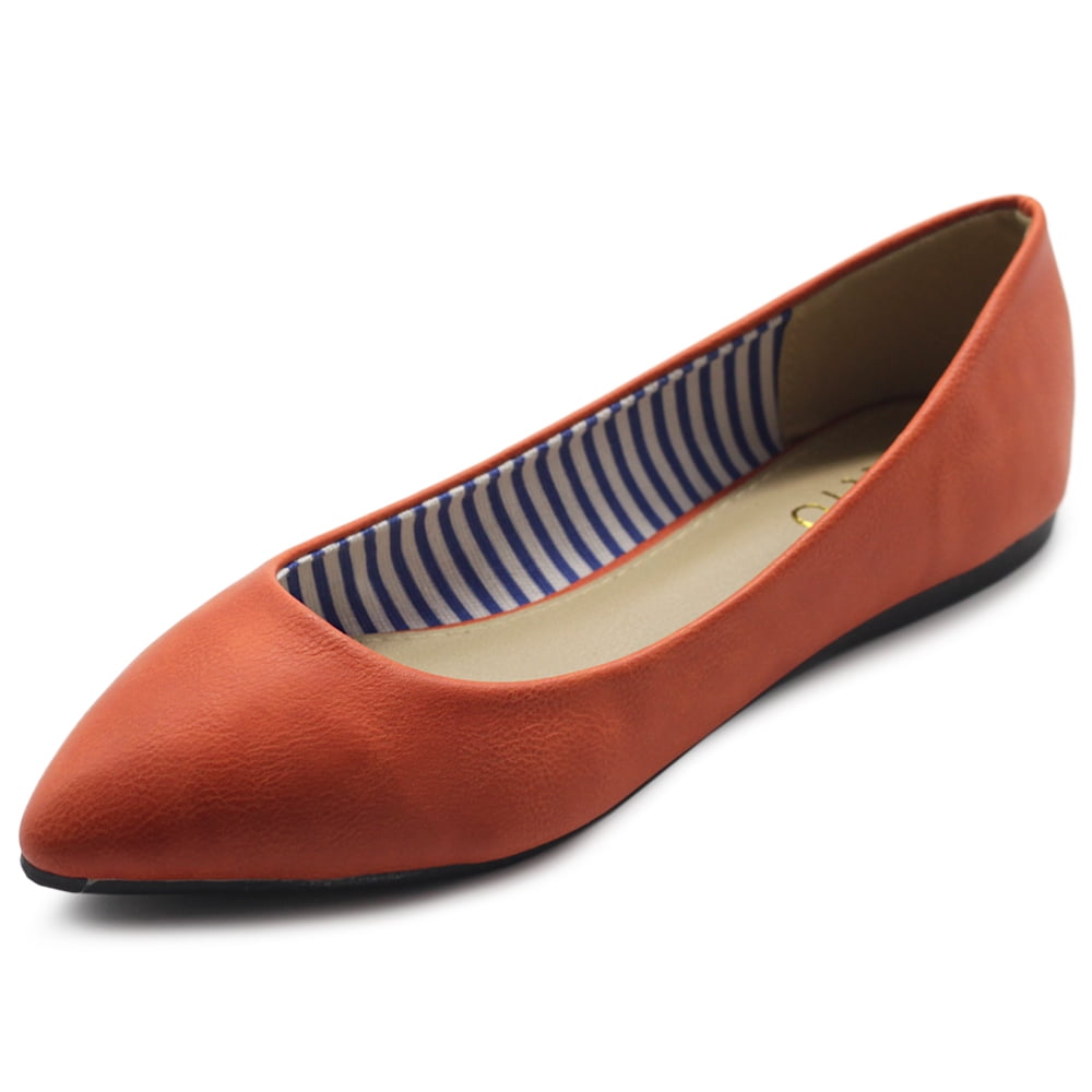 Ollio Women's Shoes Faux Leather Ballets Comfort Basic Light Flats ...