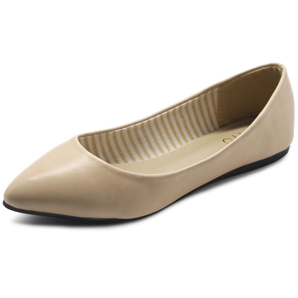 Ollio Women's Shoes Faux Leather Ballets Comfort Basic Light Flats ...