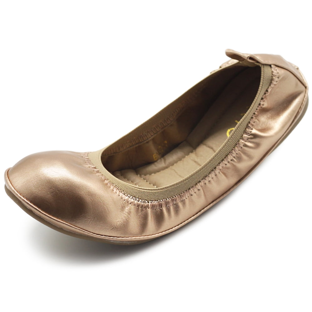 Ollio Women's Shoes Faux Leather Slip On Comfort Elasticated Ballet ...