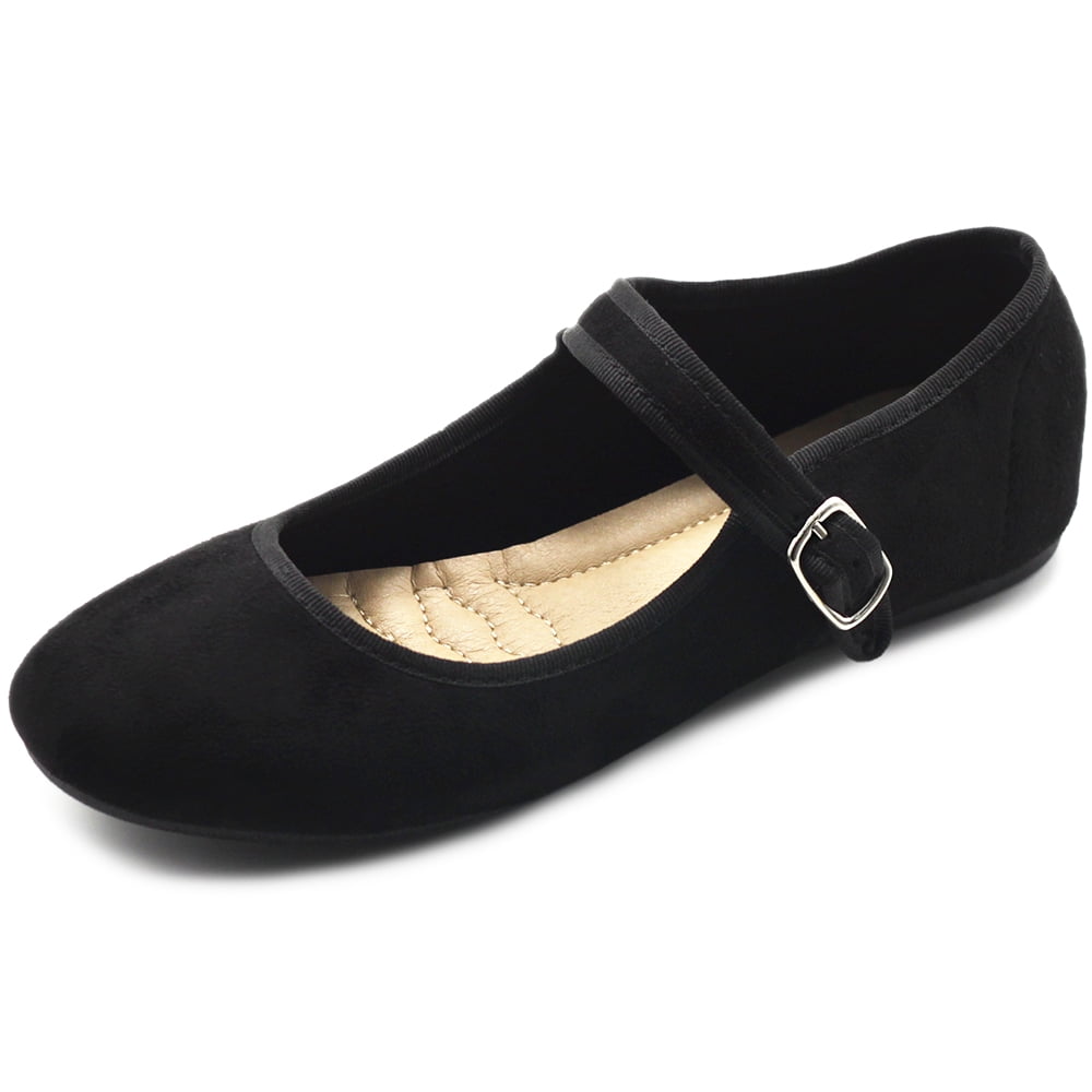 Ollio Women's Shoes Faux Suede Casual Mary Jane Light Ballet Flats ...