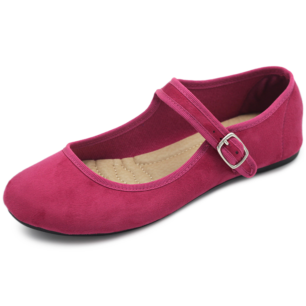 Ollio Women's Shoes Faux Suede Casual Mary Jane Light Ballet Flats ...