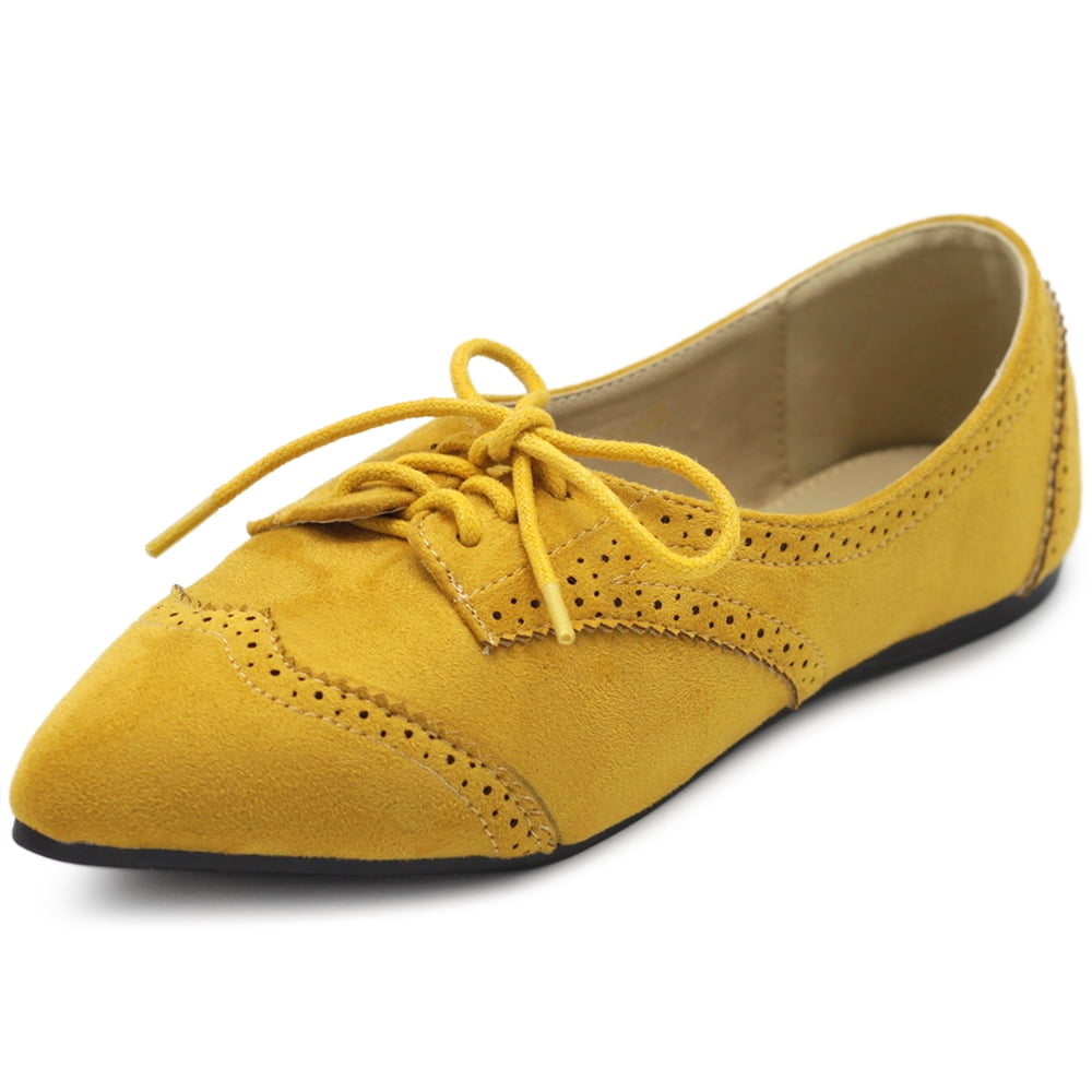 Ollio Women's Shoes Faux Suede Flat Pointed Toe Oxford F1300 - Walmart.com