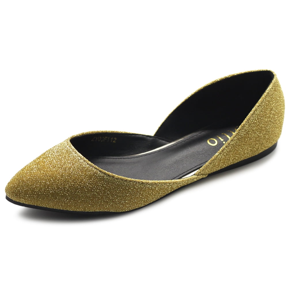 Ollio Women's Shoes Glitter Casual Comfort Light Pointed Toe Ballet ...
