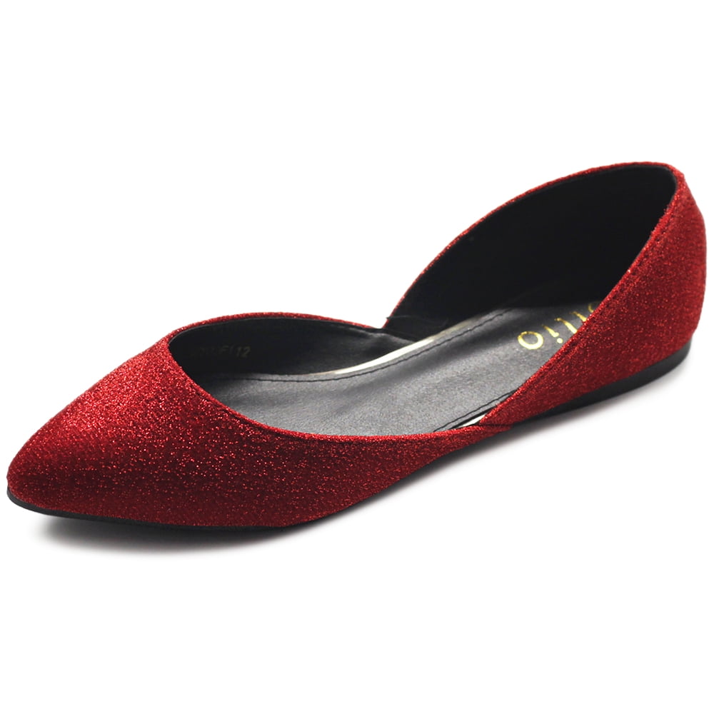 Ollio Women's Shoes Glitter Casual Comfort Light Pointed Toe Ballet ...