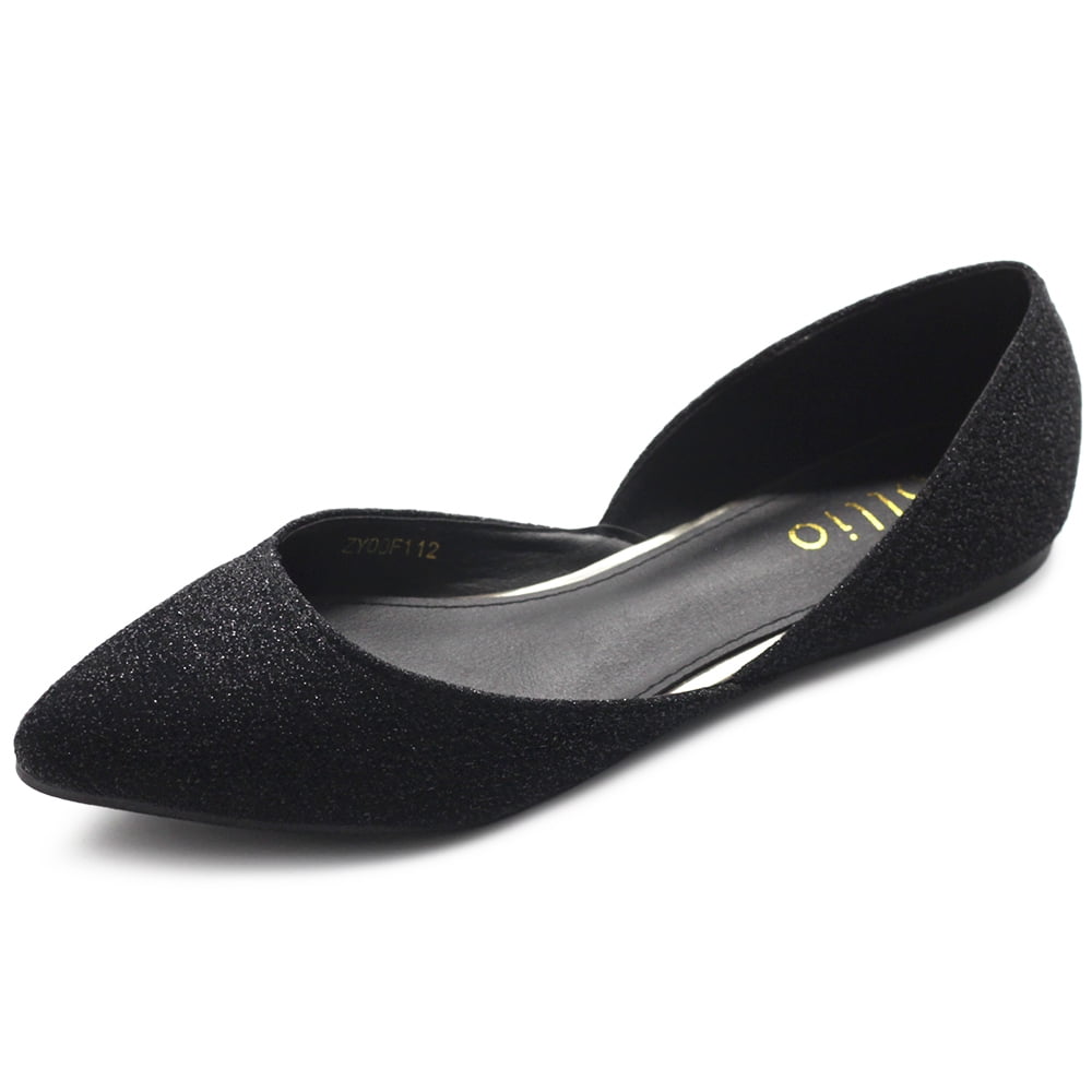 Ollio Women's Shoes Glitter Casual Comfort Light Pointed Toe Ballet ...
