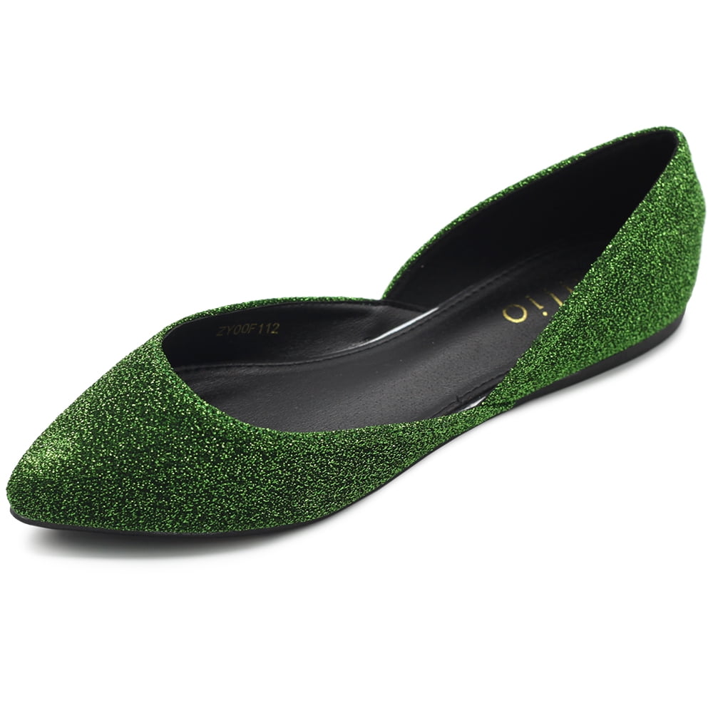 Ollio Women's Shoes Glitter Casual Comfort Light Pointed Toe Ballet ...