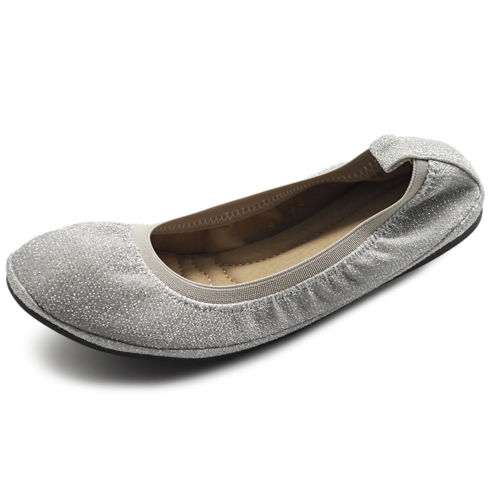 Ollio Women's Shoes Glitter Slip On Comfort Basic Ballet Flats F118 ...