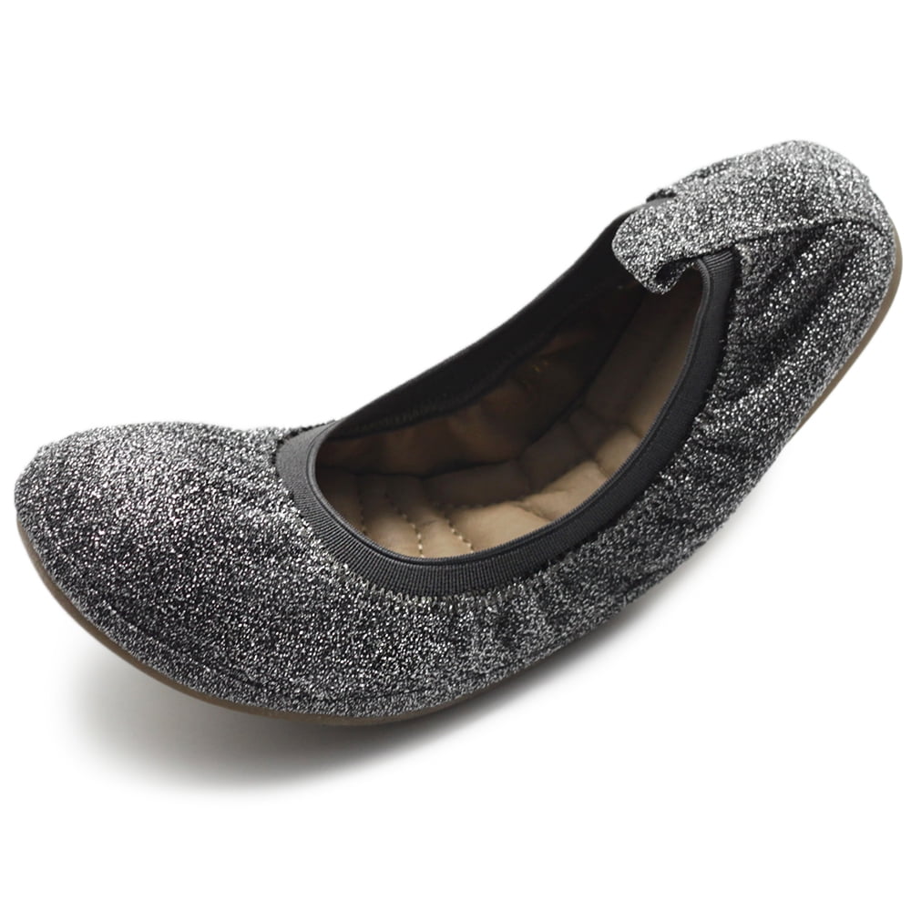 Ollio Women's Shoes Glitter Slip On Comfort Basic Ballet Flats F118 ...