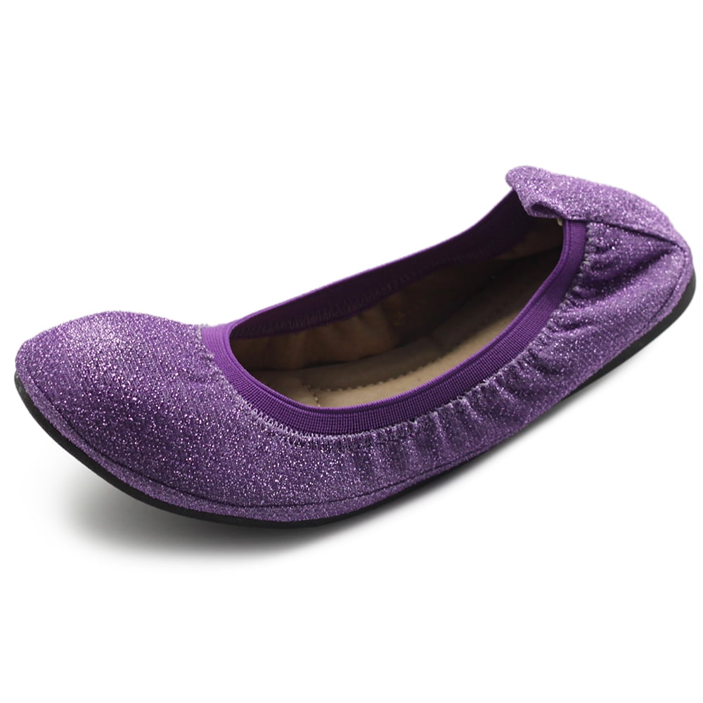 Ollio Women's Shoes Glitter Slip On Comfort Basic Ballet Flats F118 ...