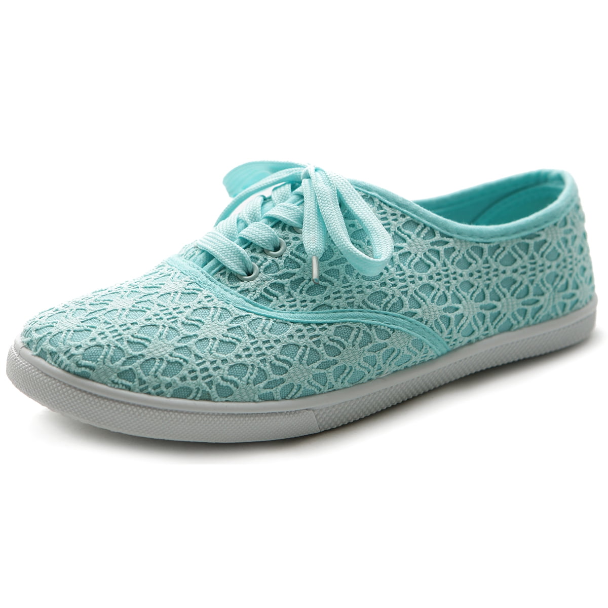 Ollio Women's Shoes Lace Up Sneaker Canvas Flats ML027 - Walmart.com