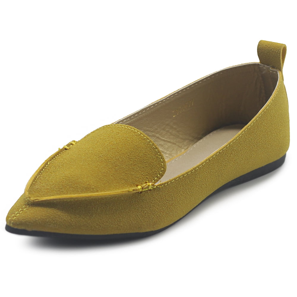 Ollio Women's Shoes Light Comfort Pointed Toe Moccasin Faux Suede ...