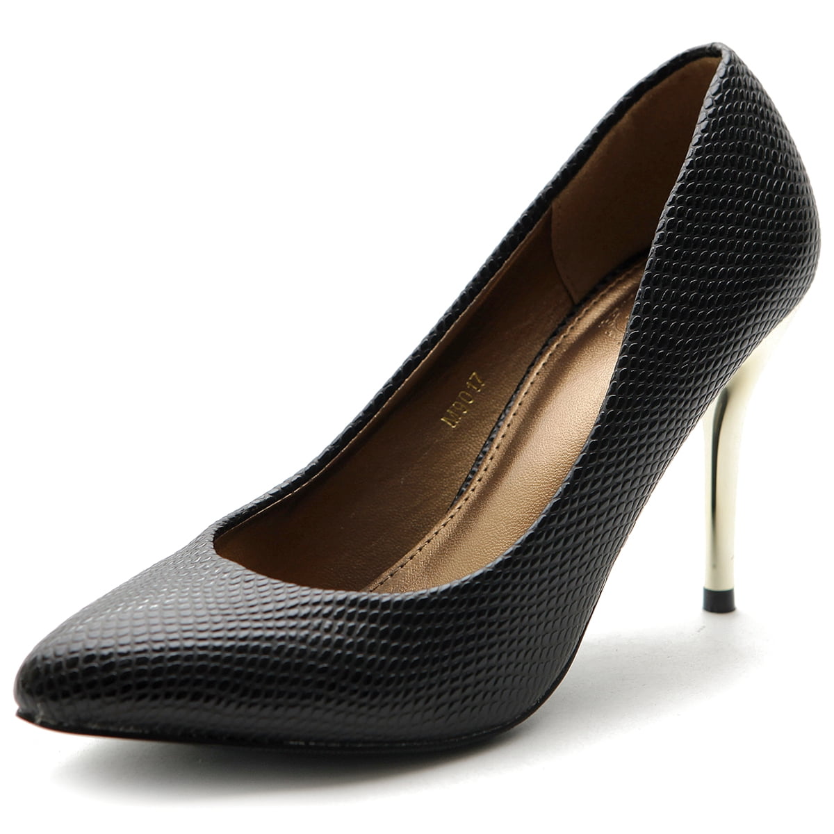 Ollio Women's Shoes Metalic High Heeled Snake Skin Dress Pumps ...