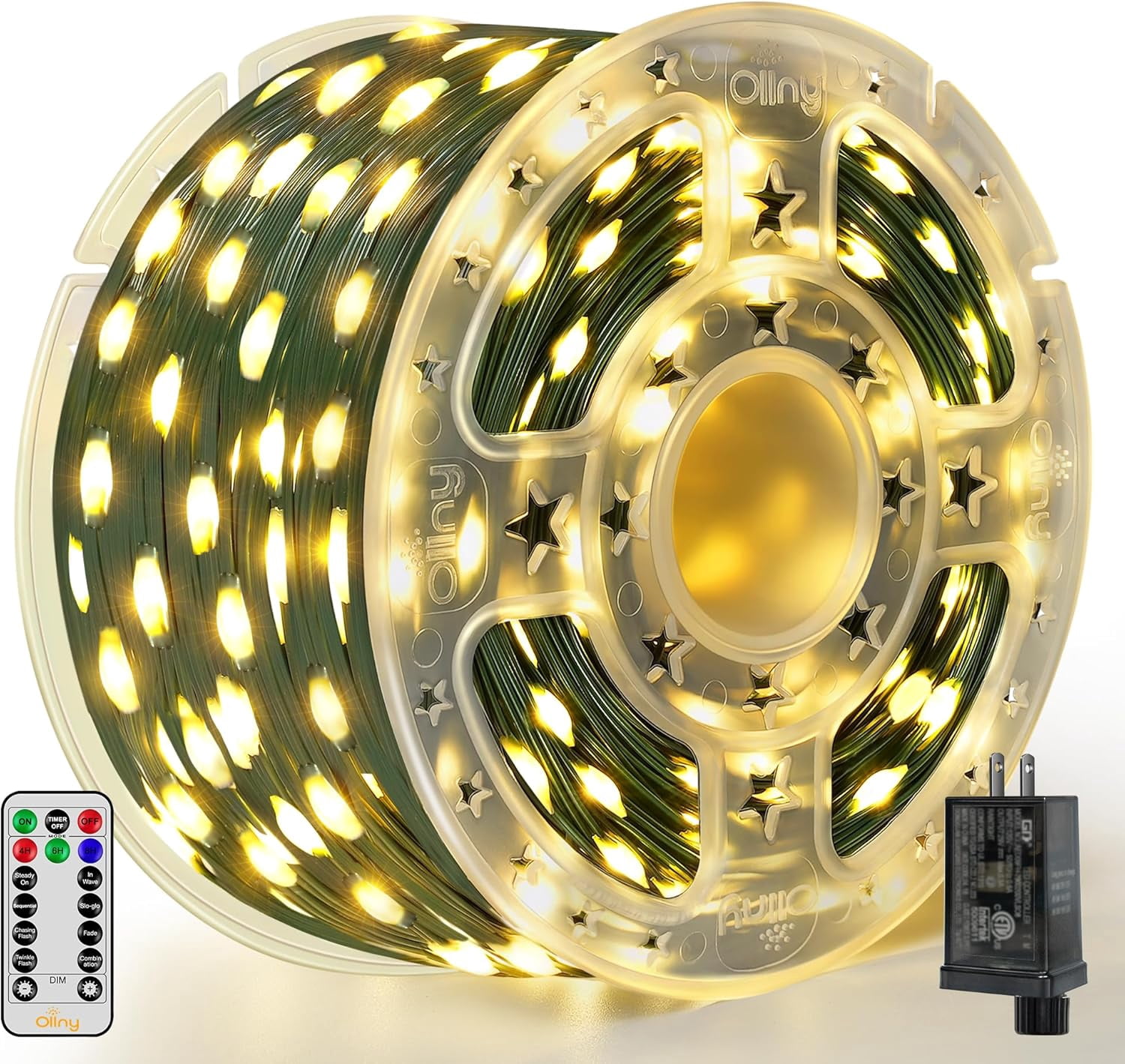 Ollny Christmas Lights 1000 LED 330 FT, IP67 Waterproof Plug in ...