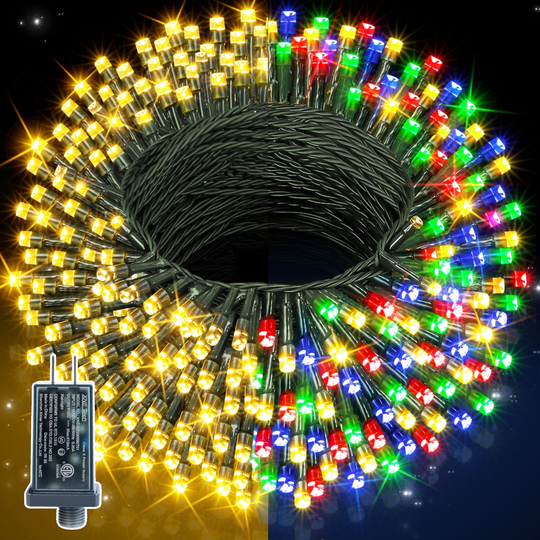 Ollny 66ft 200 LED Christmas Lights, 11 Lighting Modes 3 Timing ...
