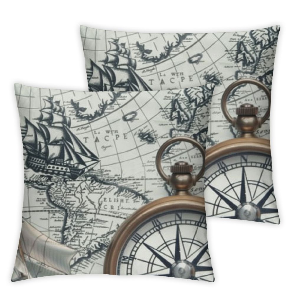 Ollo0ord Boat Map Square Throw Pillow Covers - Pillow Covers Home Decor ...