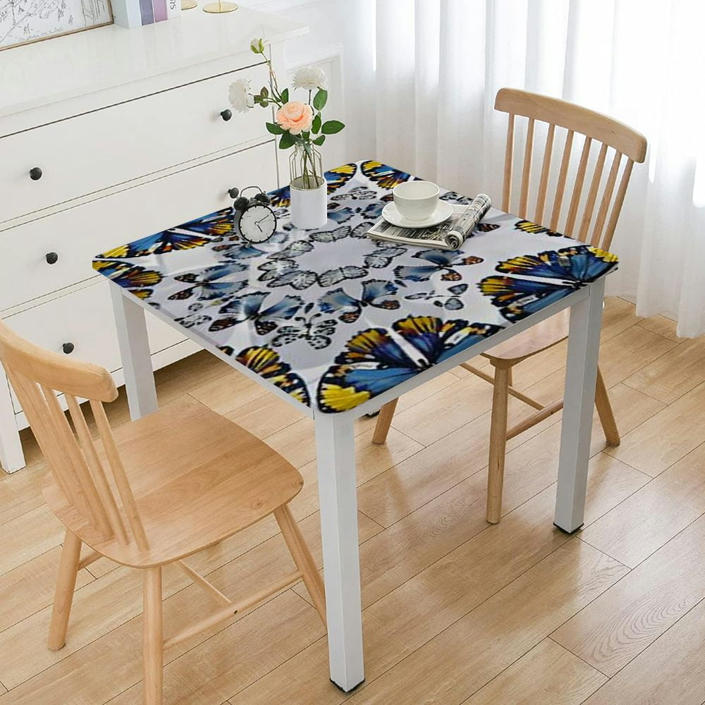 Ollo0ord Boho Style Square Table Cove, Colors Beautiful Butterfly Floral, Elastic Edge, Water ...