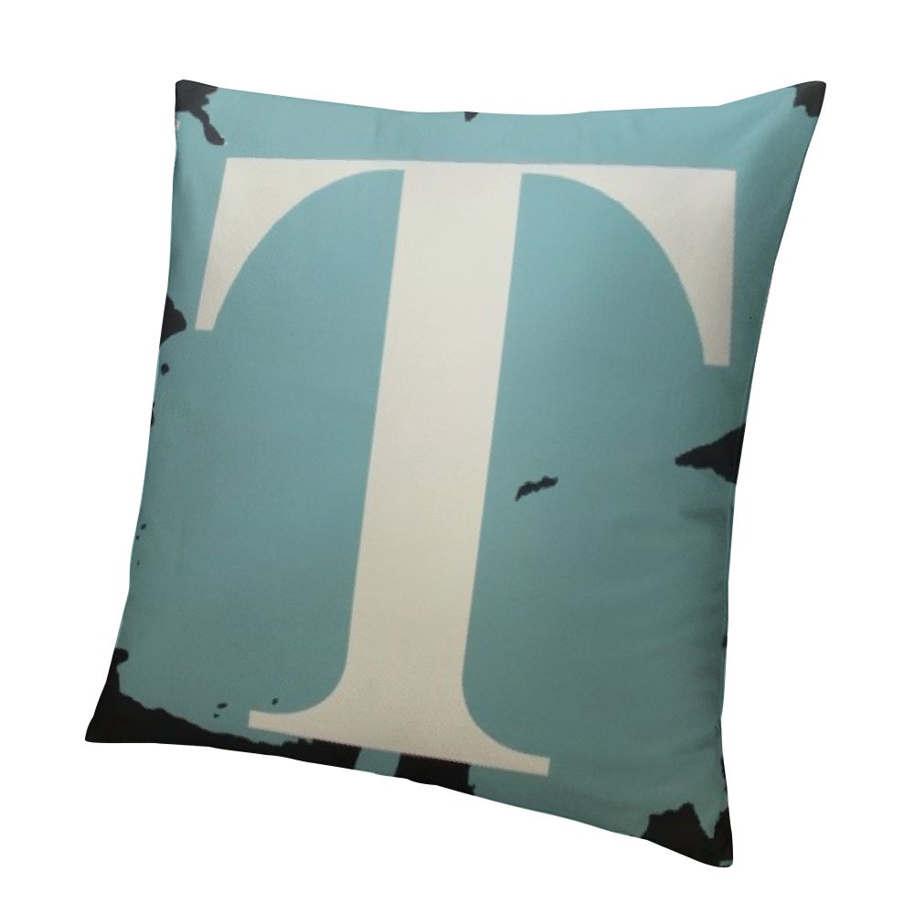 Ollo0ord Canal Blue Pillow Cases with Initial Monogram Letter T Throw ...