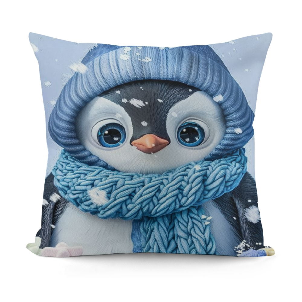 Ollo0ord Cartoon Penguin Throw Pillow Cover,Cute Antarctic Animal Blue ...
