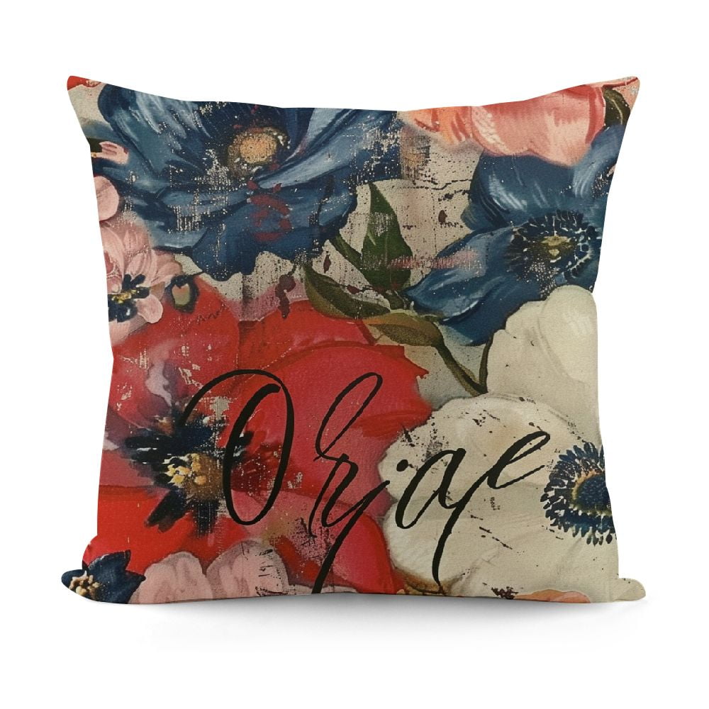 Ollo0ord Flower Decorative Throw Pillow Covers, Watercolor Floral Porch ...