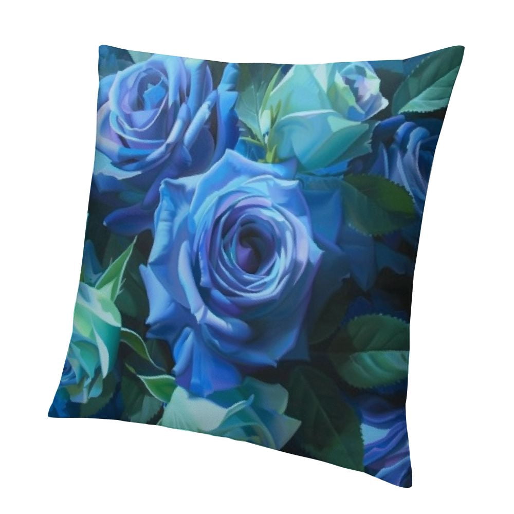 Ollo0ord Many Blue Roses Print Decor Pillow Covers,Soft Square Cushion ...